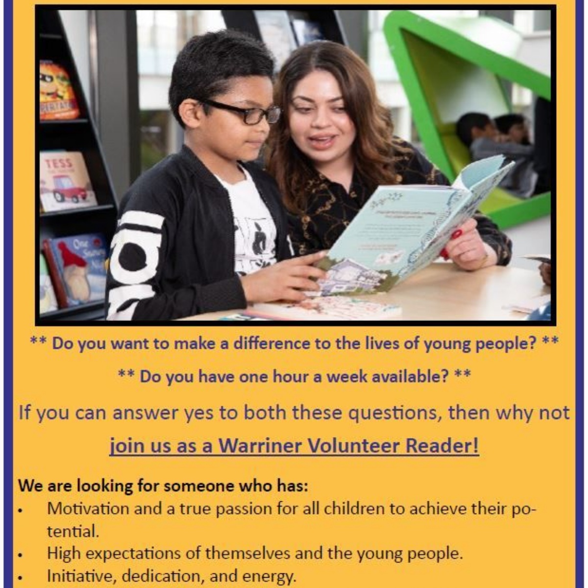 The Warriner School - Warriner Volunteer Reader Opportunities